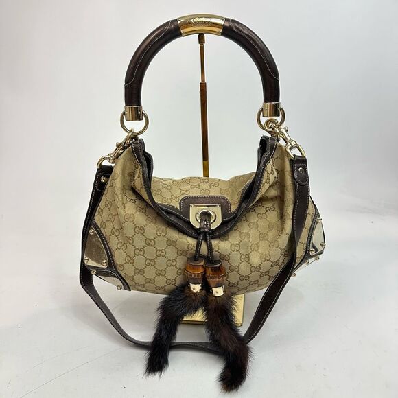 Gucci | Bags | Vintage Gucci Monogram Canvas Mink Indy Hobo Bag | Poshmark